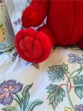 Steven Smith | Toys | Vintage Red Velvet Teddy Bear With Black Bow ...